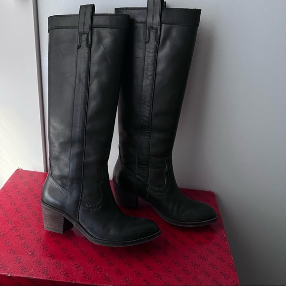 Guess | Shoes | Guess Black High Leather Boots | Poshmark
